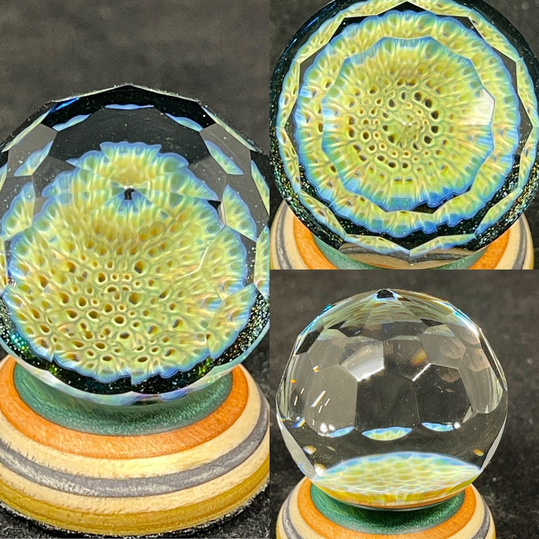 Mr. Facet Honeycomb Art Glass Marble 36mm Cut by Mr. Facet - Etsy