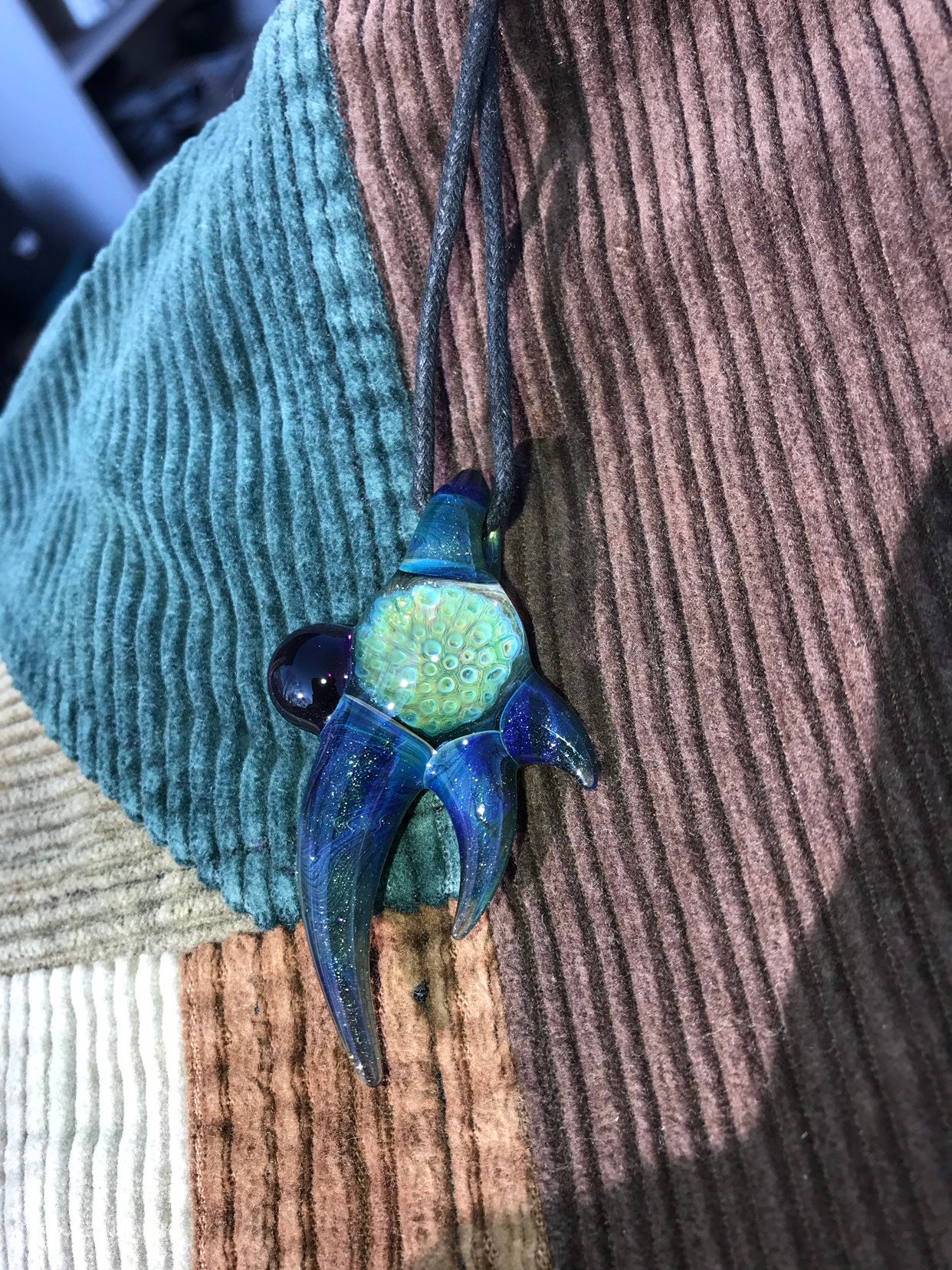 Dosh Honeycomb Collab Blown Glass Pendant Necklace bead starry | Etsy