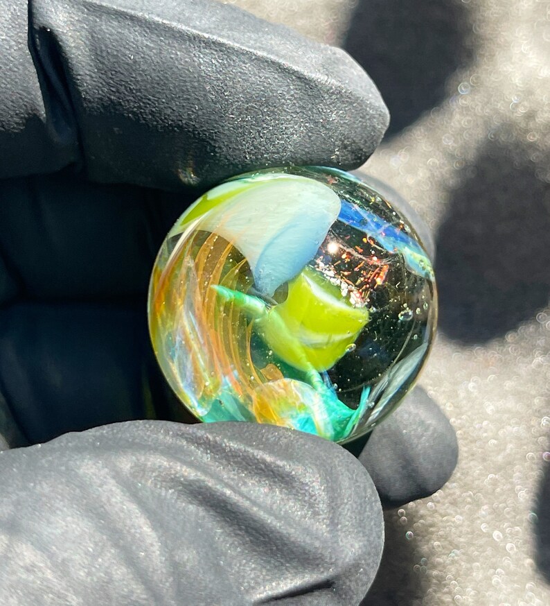 Colorful Swirled Space Marble 26mm Dichro Gold Fumed - Etsy