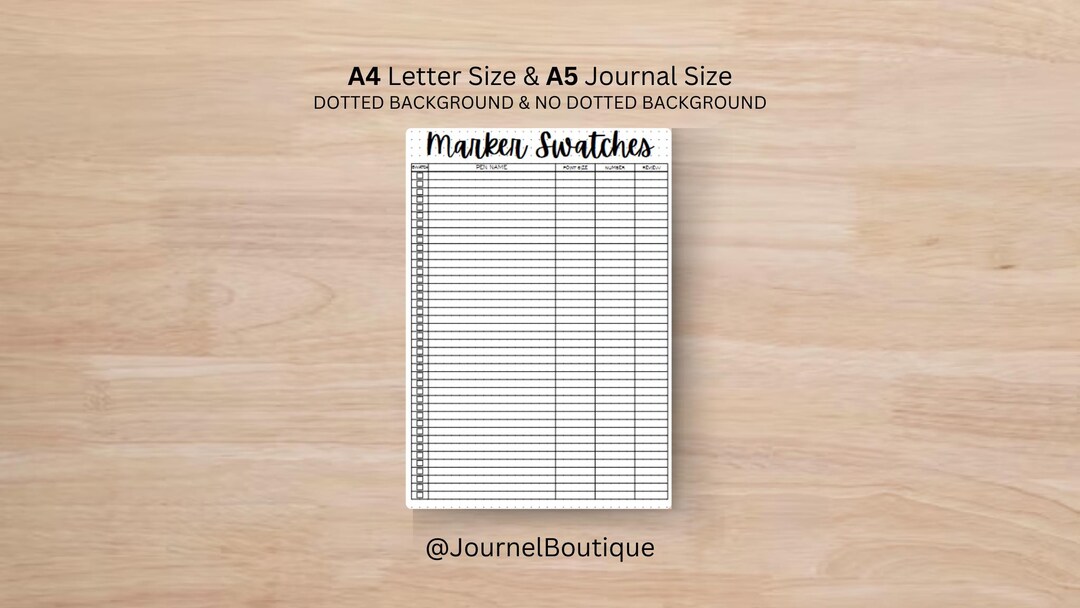 Marker Swatch Test | PRINTABLE Journal Page | Planner Page | Colour ...