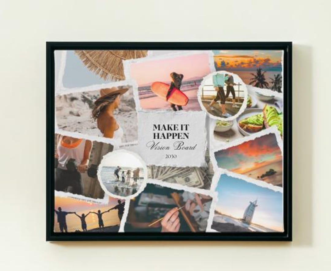 Custom Vision Board Wall Art Personalized Goal Inspiration Collage ...