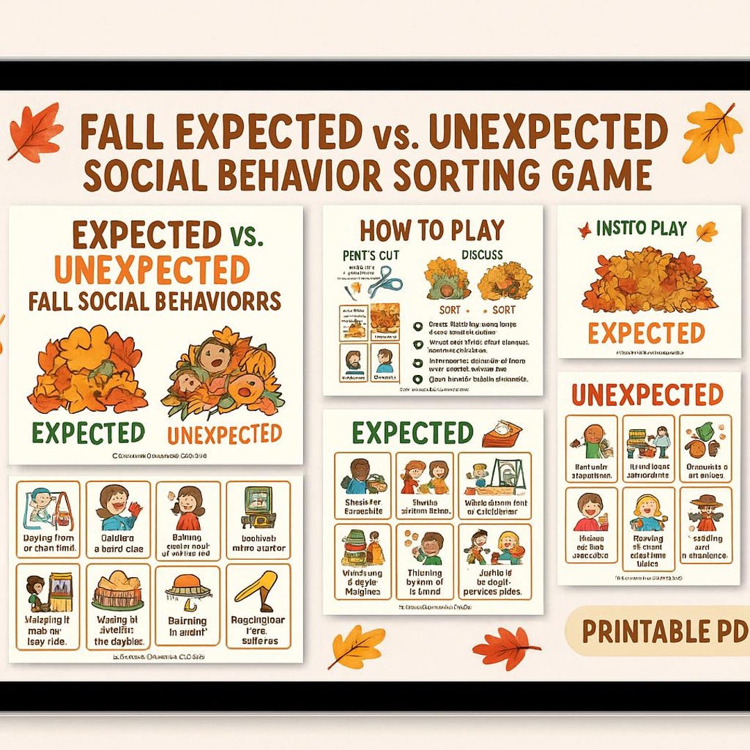 Fall Themed Expected Vs Unexpected Behavior Sorting Game - Etsy