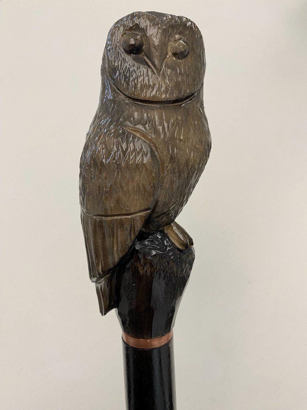 Exquisite Handcrafted Carved Owl Elegant Wooden Walking Cane Hand ...
