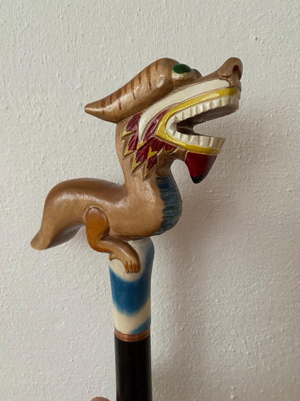 Chinese Dragon Cane Solid Wood Dragon Walking Stick Cane Handcrafted ...