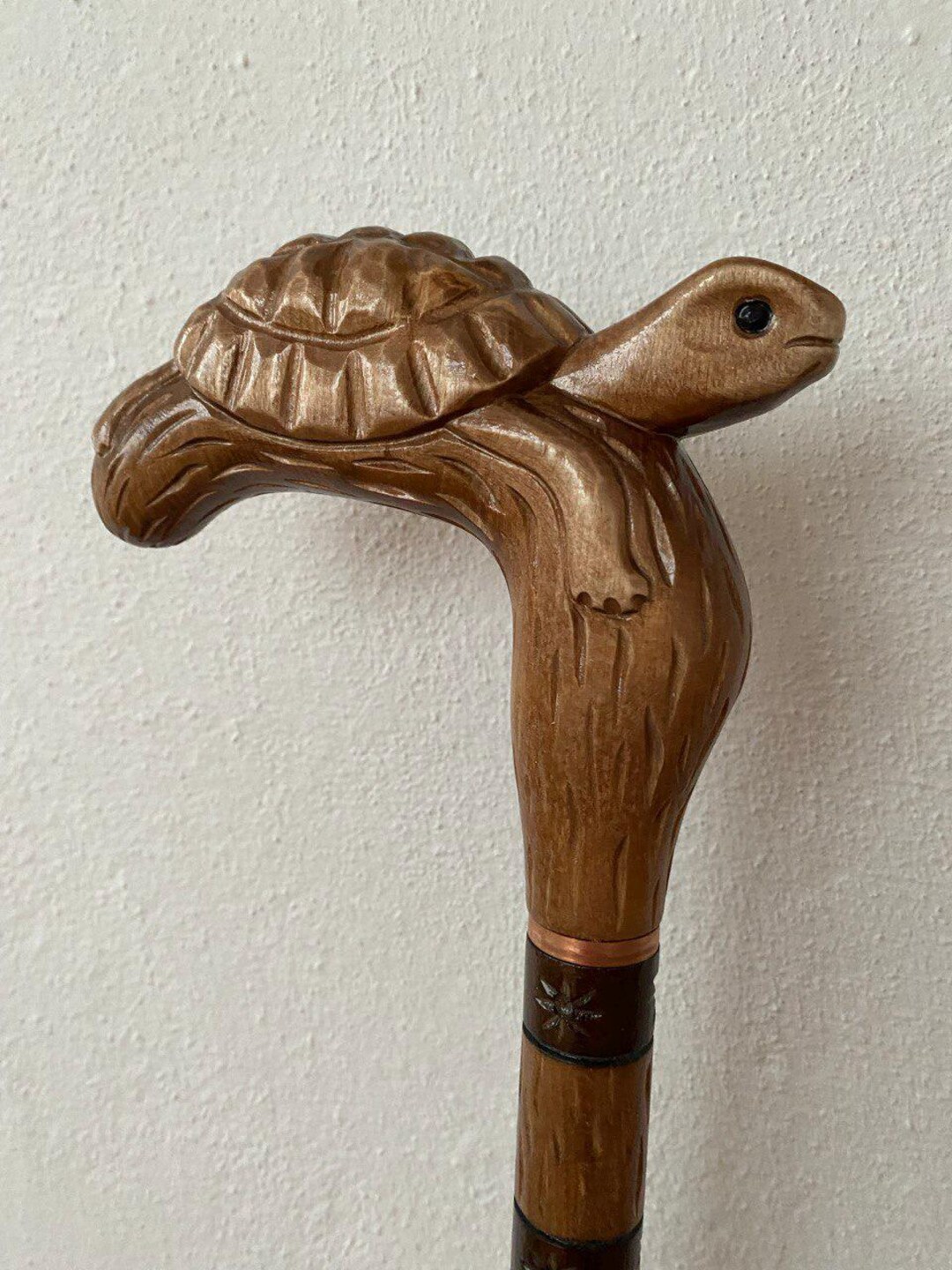 Turtle Hand-carved Designer Walking Cane Wooden Fancy Cane in Natural ...