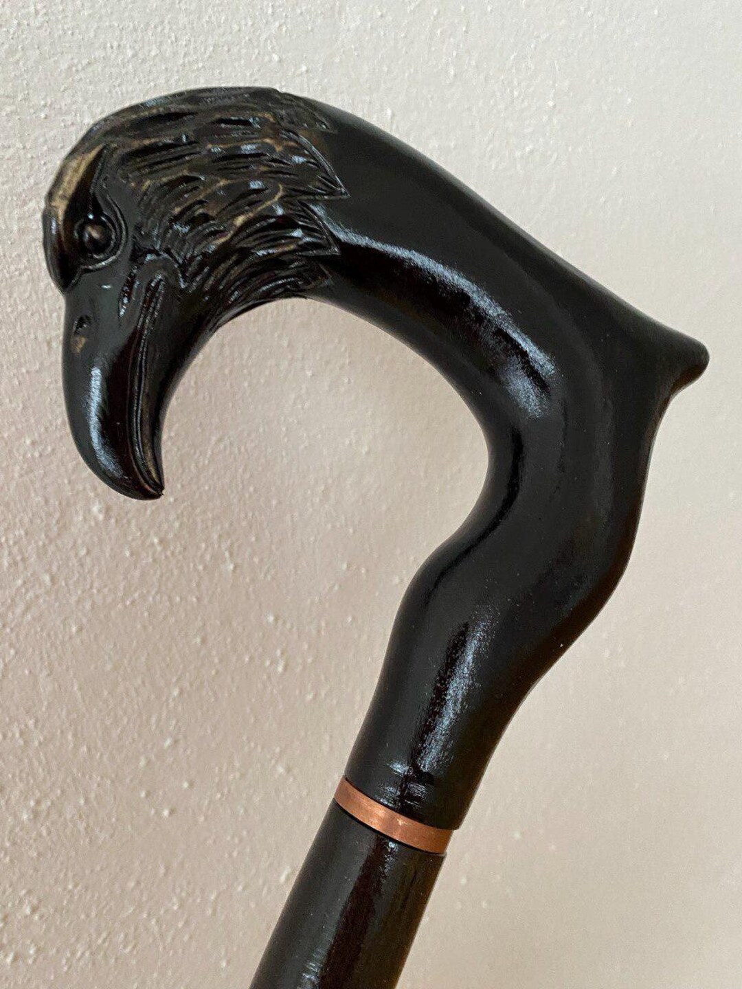 Black Raven Walking Cane Hand-carved Crow Gothic Modern Style Dark ...