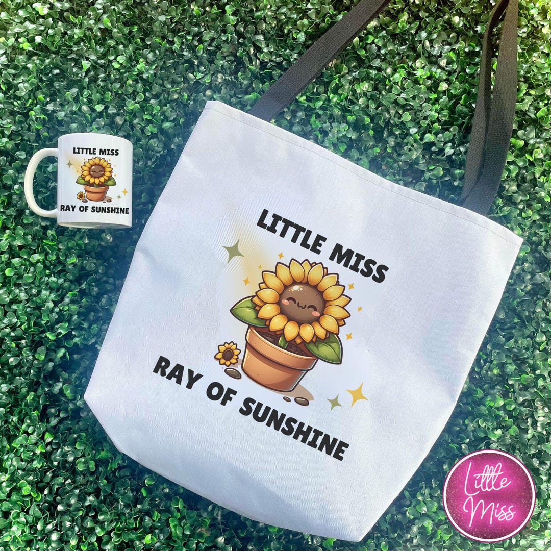 Little Miss Ray of Sunshine Mug or Tote, Kawaii Sunflower Bundle Set ...