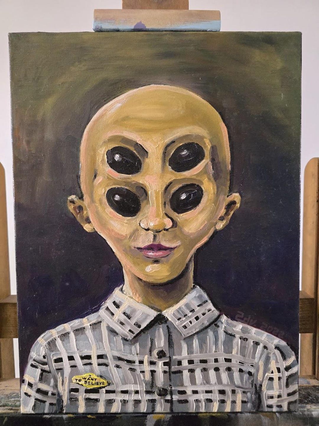 X-files Alien Oil Painting, Ukrainian Fine Art Portrait - Etsy