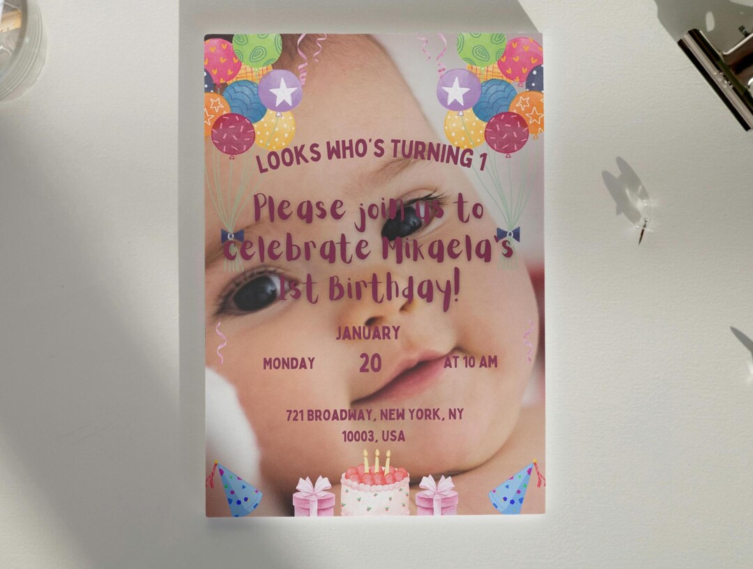 Editable Birthday Party Invitation, Photo Printable Invite Template ...
