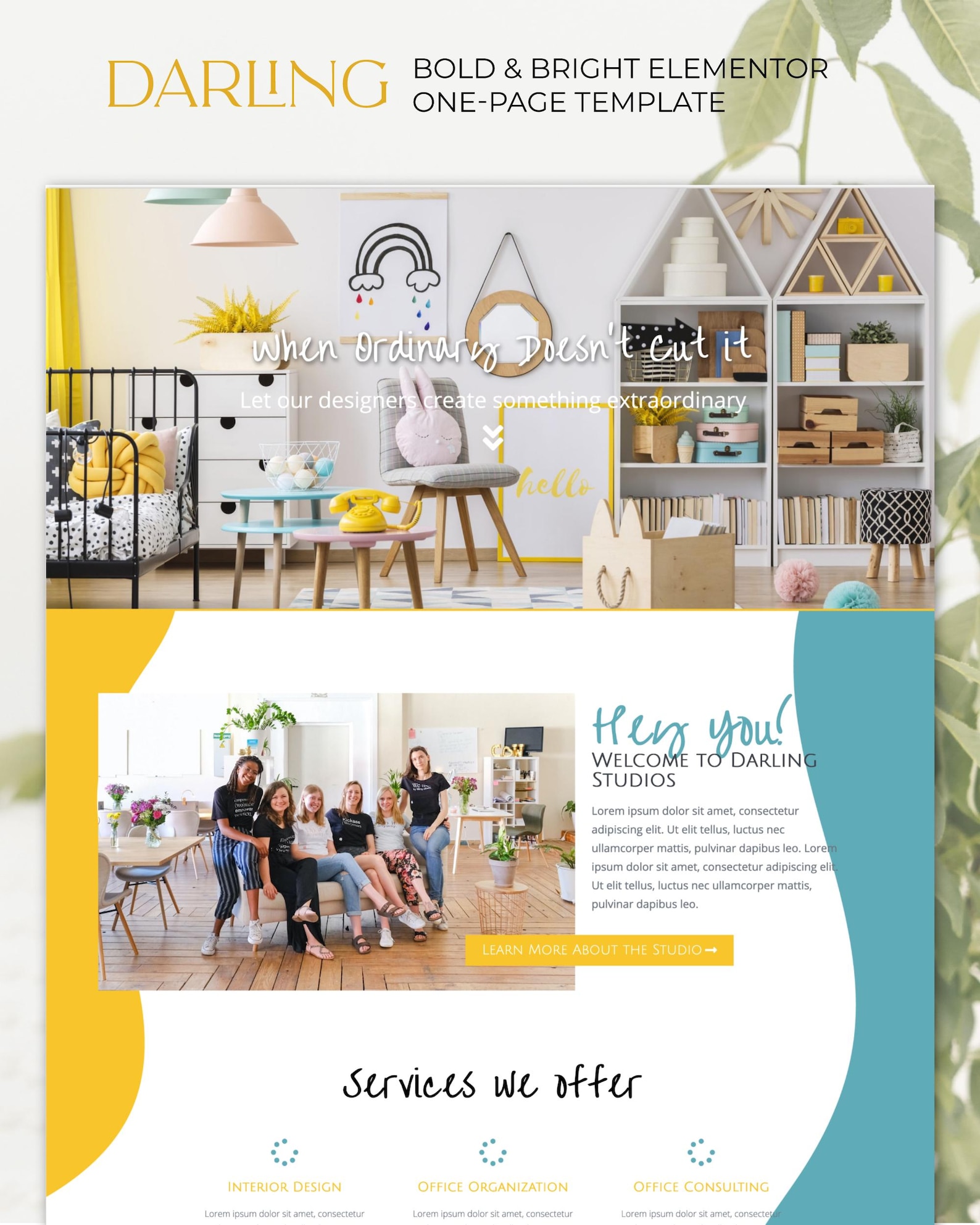 Darling // Bright & Bold Elementor One Page Template // Perfect for ...