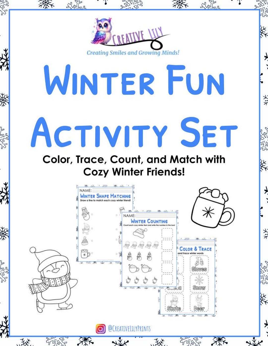 Winter Fun Activity Set | Printable Preschool Worksheets | Color, Count ...