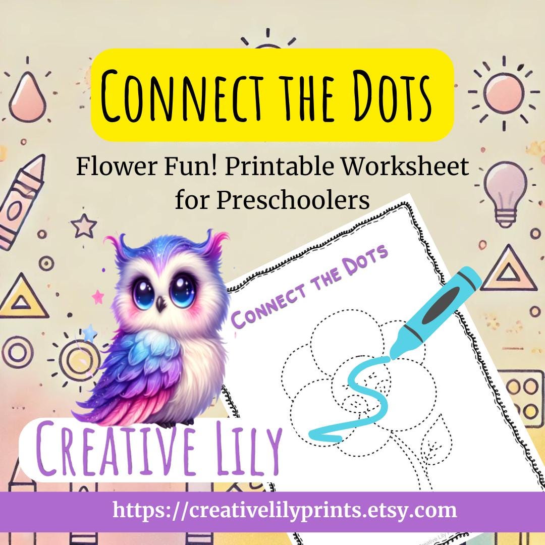 Connect the Dots - Flower Fun! Printable Worksheet for Preschoolers - Etsy