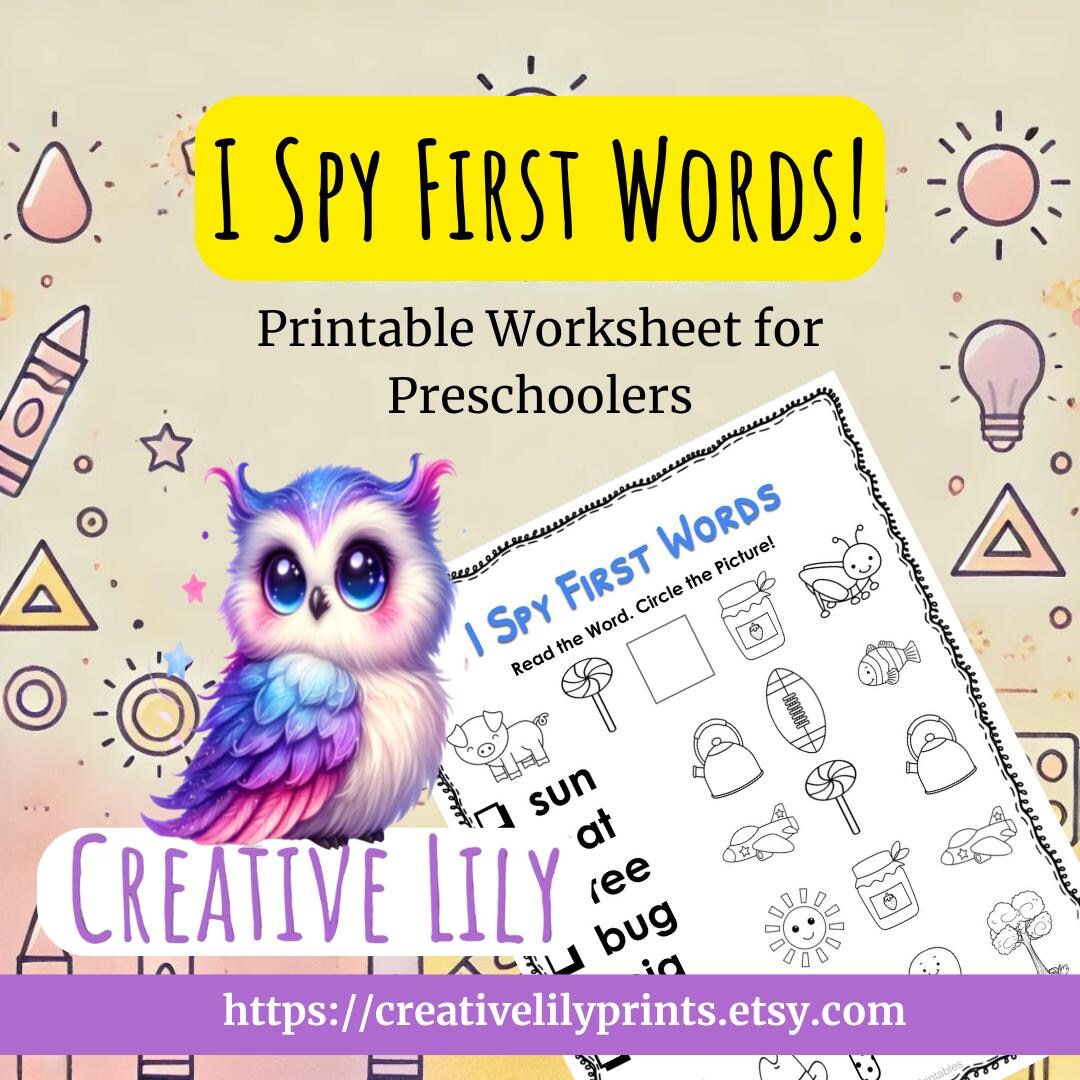 I Spy First Words! Printable Worksheet for Preschoolers - Etsy