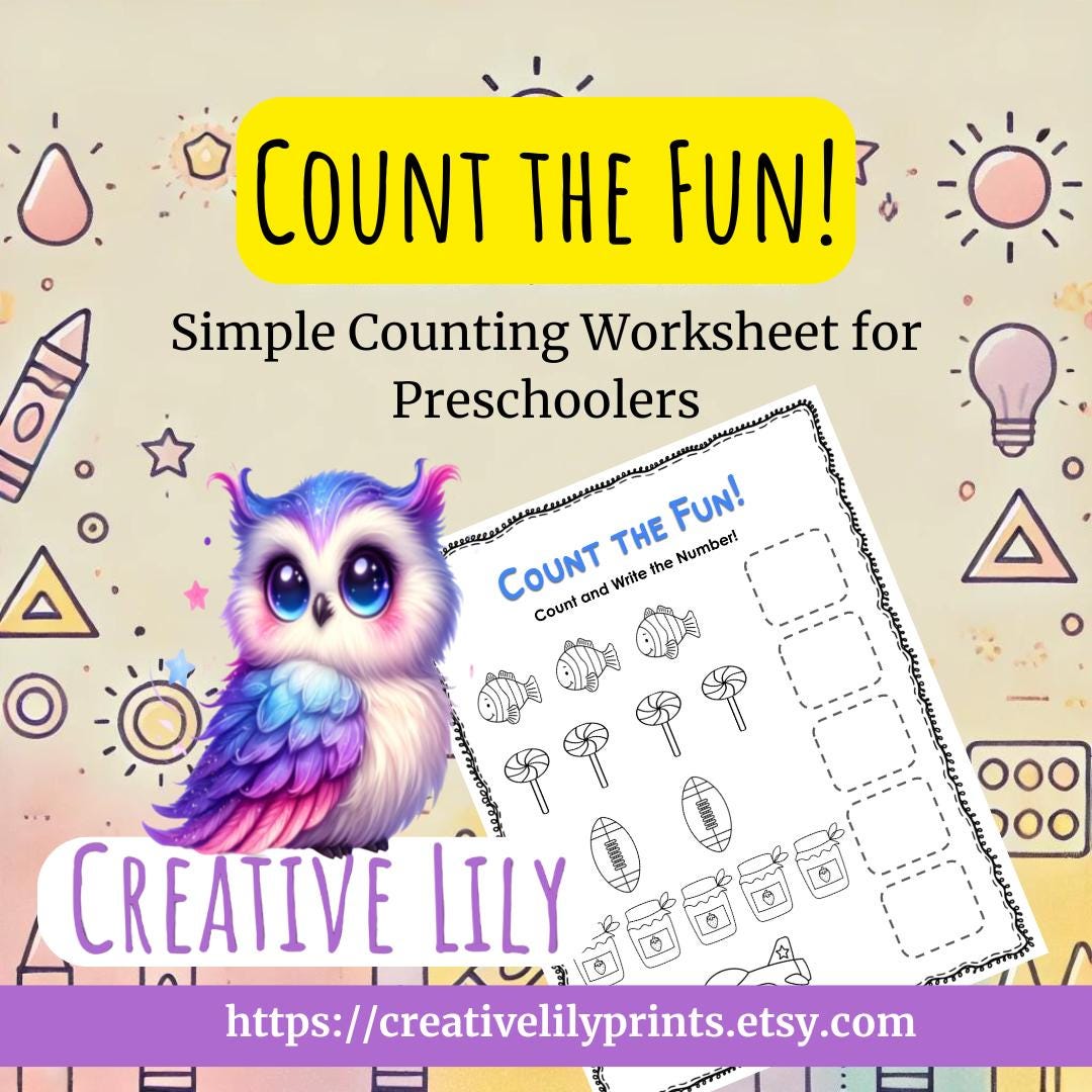 Count the Fun! Simple Counting Worksheet for Preschoolers - Etsy
