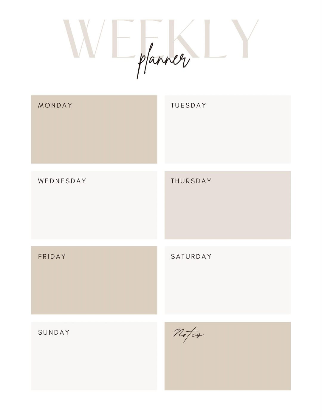 Weekly Planner Neutral Colors - Etsy