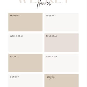Weekly Planner Neutral Colors - Etsy