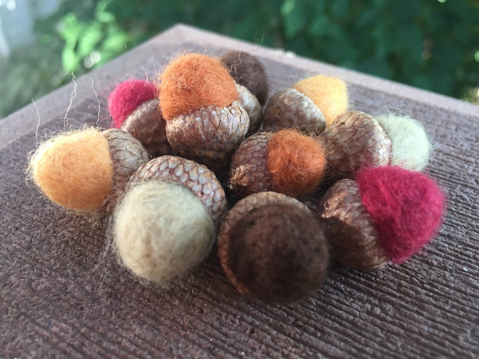 Mini Felted Acorns set of 10 Mixed Colors Natural Woodland Fall Season ...
