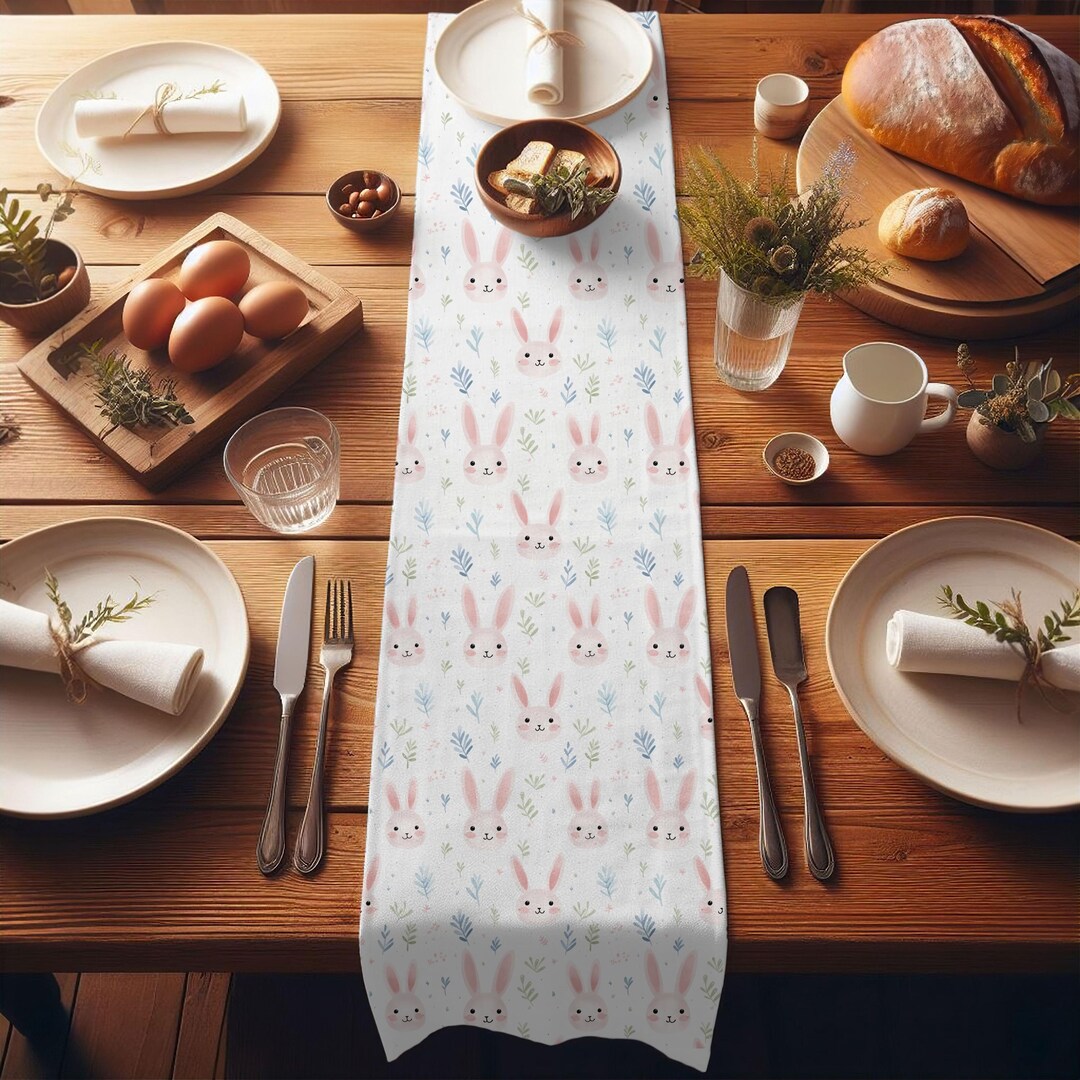 Easter Bunny Table Runner, Soft Pastel Easter Table Runner, Easter ...
