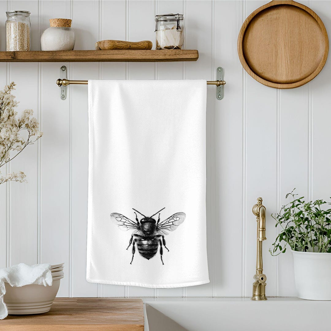 Honey Bee Tea Towel, Honey Bee Kitchen Towel, Bee Kitchen Linens, Honey ...