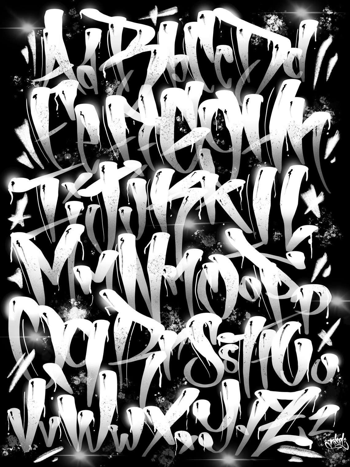Graffiti Alphabet Handstyle Abc's - Etsy