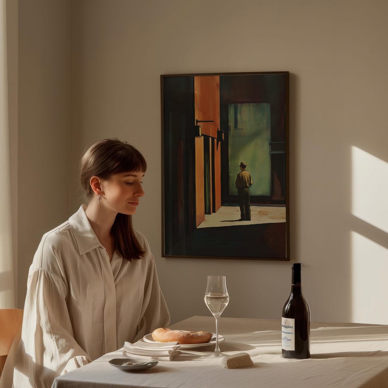 Edward Hopper Style Single Man Poster , Edward Hopper Style Wall Art ...