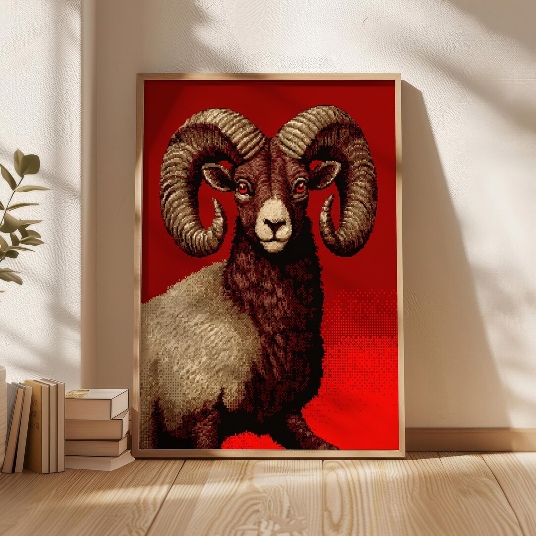 Ram Portrait, Pixel Art, Digital Poster Download - Etsy