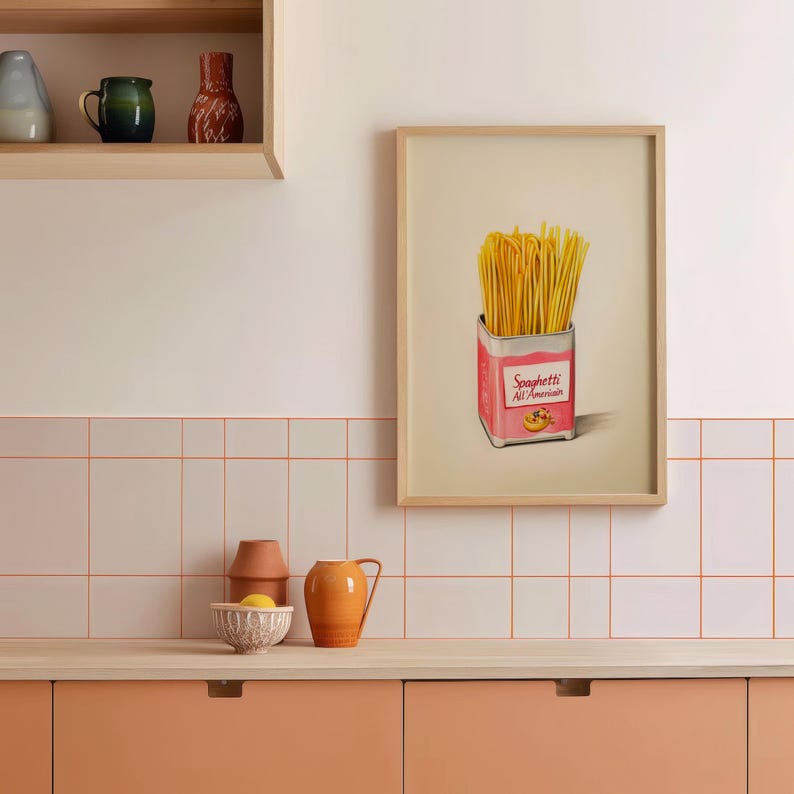 Spaghetti Poster , Retro Wall Art, Digital Art Prints, Digital Download ...