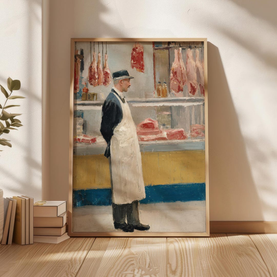 Butcher Shop Scene, Impressionist, Digital Poster Download - Etsy