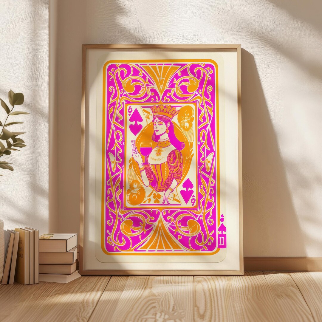 Queen of Hearts Playing Card Poster, Lithograph of a Playing Card ...