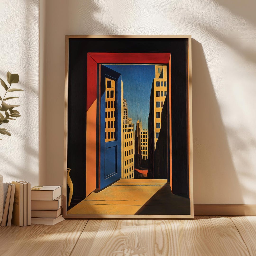 Giorgio De Chirico Style Urban Scene With Buildings Poster, Cubist Wall ...