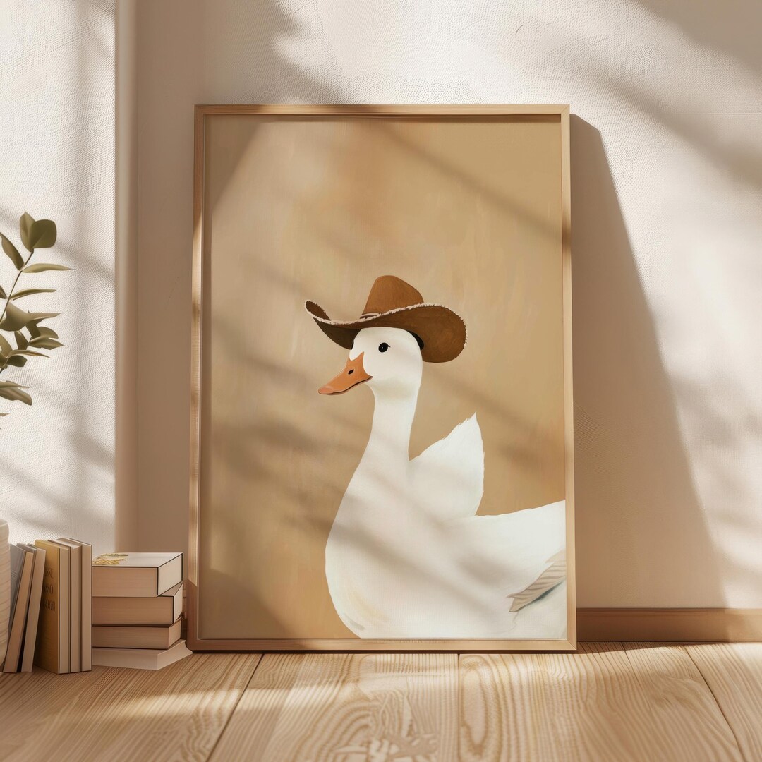 Cowboy Duck Art Print: David Hockney Style Nursery Decor (digital ...