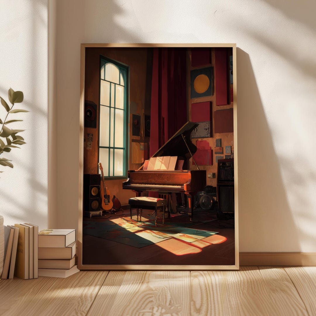Grand Piano in Music Room, Edward Hopper Style, Digital Poster Download ...