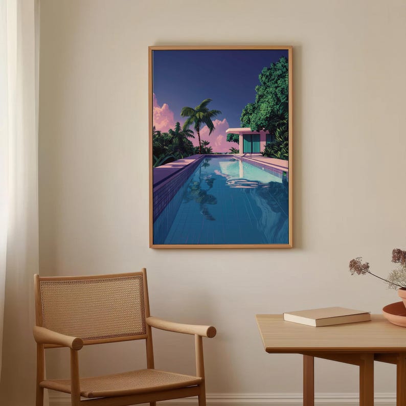 Hiroshi Nagai Style Pool Art Print: Modern Home Decor (digital Download ...
