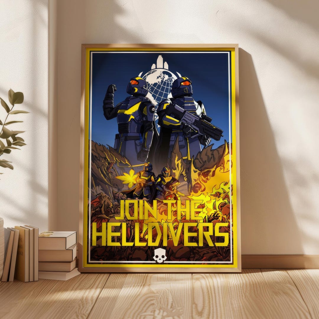 Helldivers Characters Action Scene, Modern Graphic, Digital Poster ...