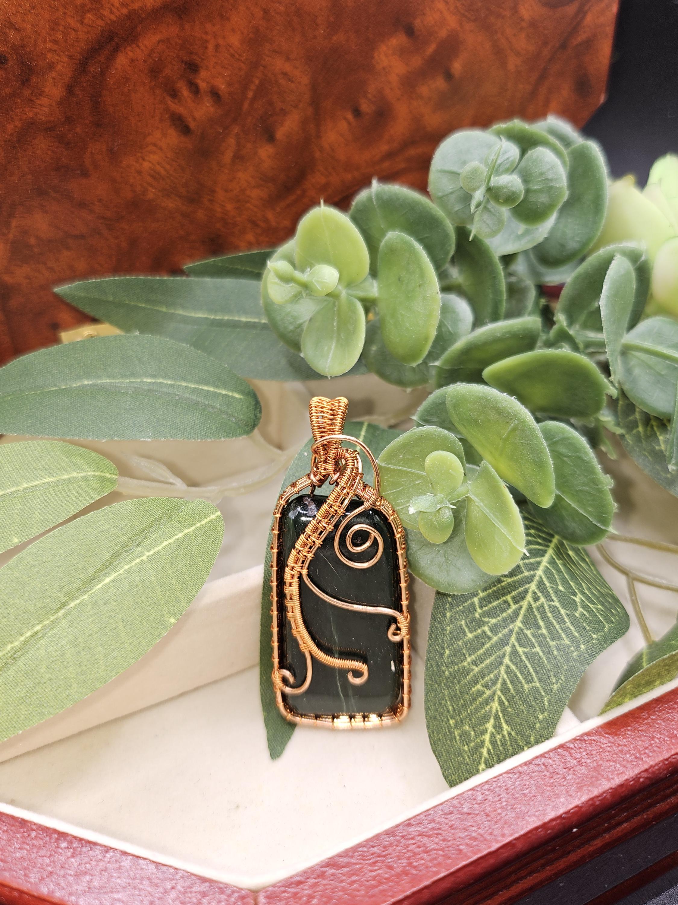 Hand Wrapped Jade Pendant. - Etsy