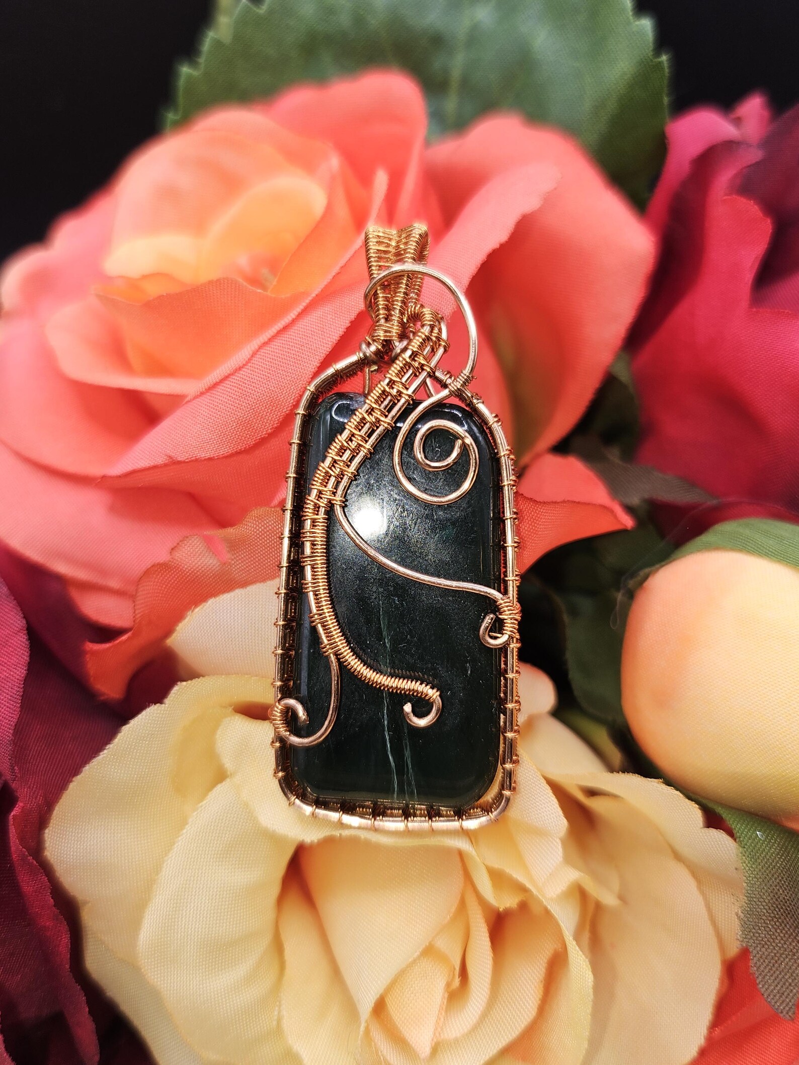 Hand Wrapped Jade Pendant. - Etsy