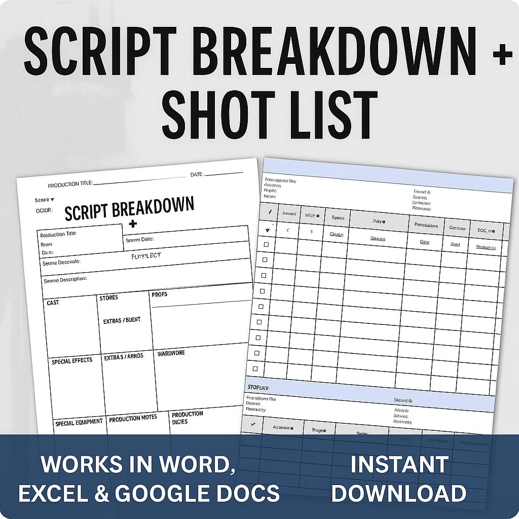 Shot List and Script Breakdown Template Bundle | Editable Film ...