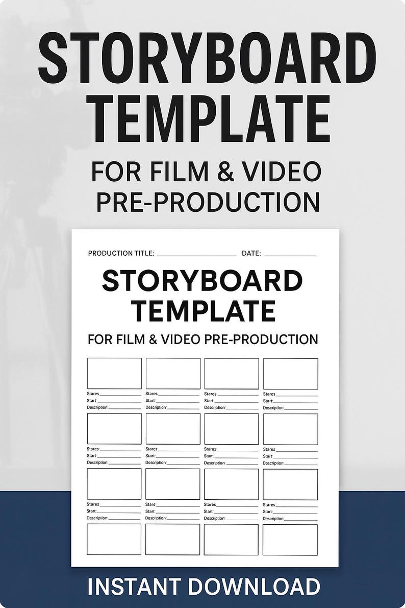 Editable Storyboard Template for Indie Films | Printable & Digital - Etsy