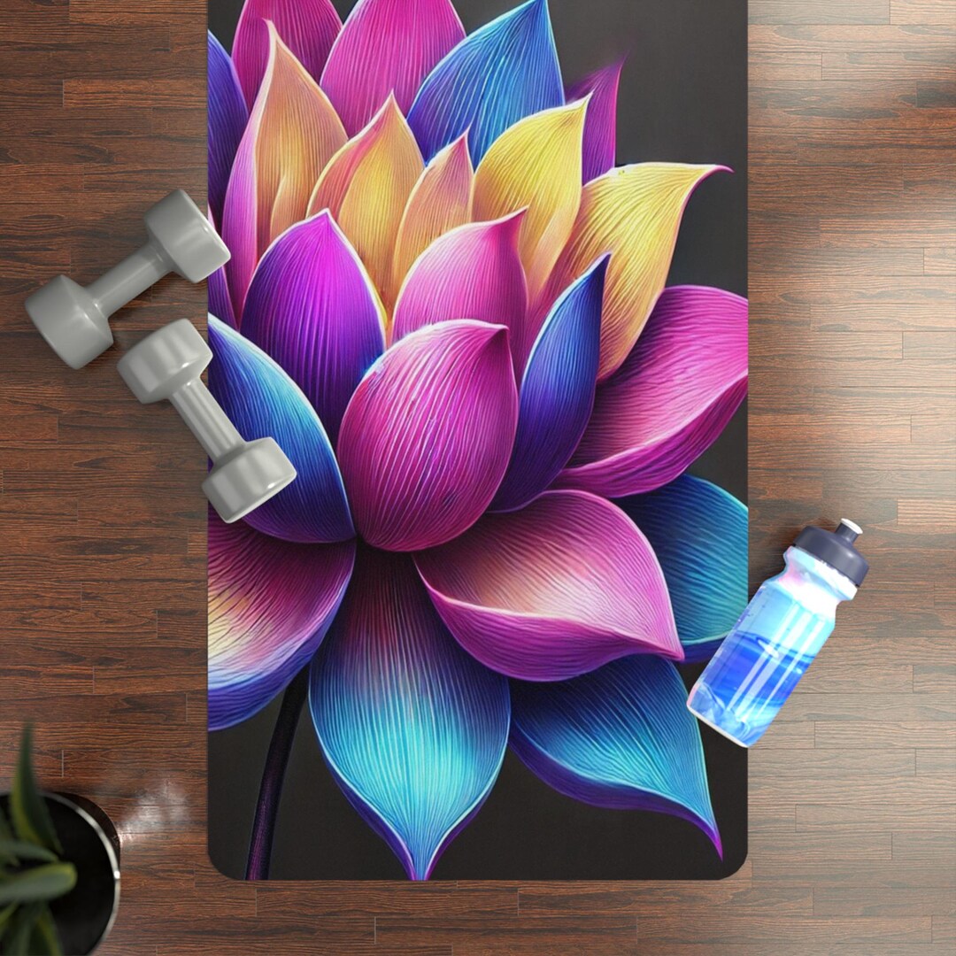 Lotus Flower Workout Mat, Personalized Yoga Mat, Asian Inspired Fitness ...
