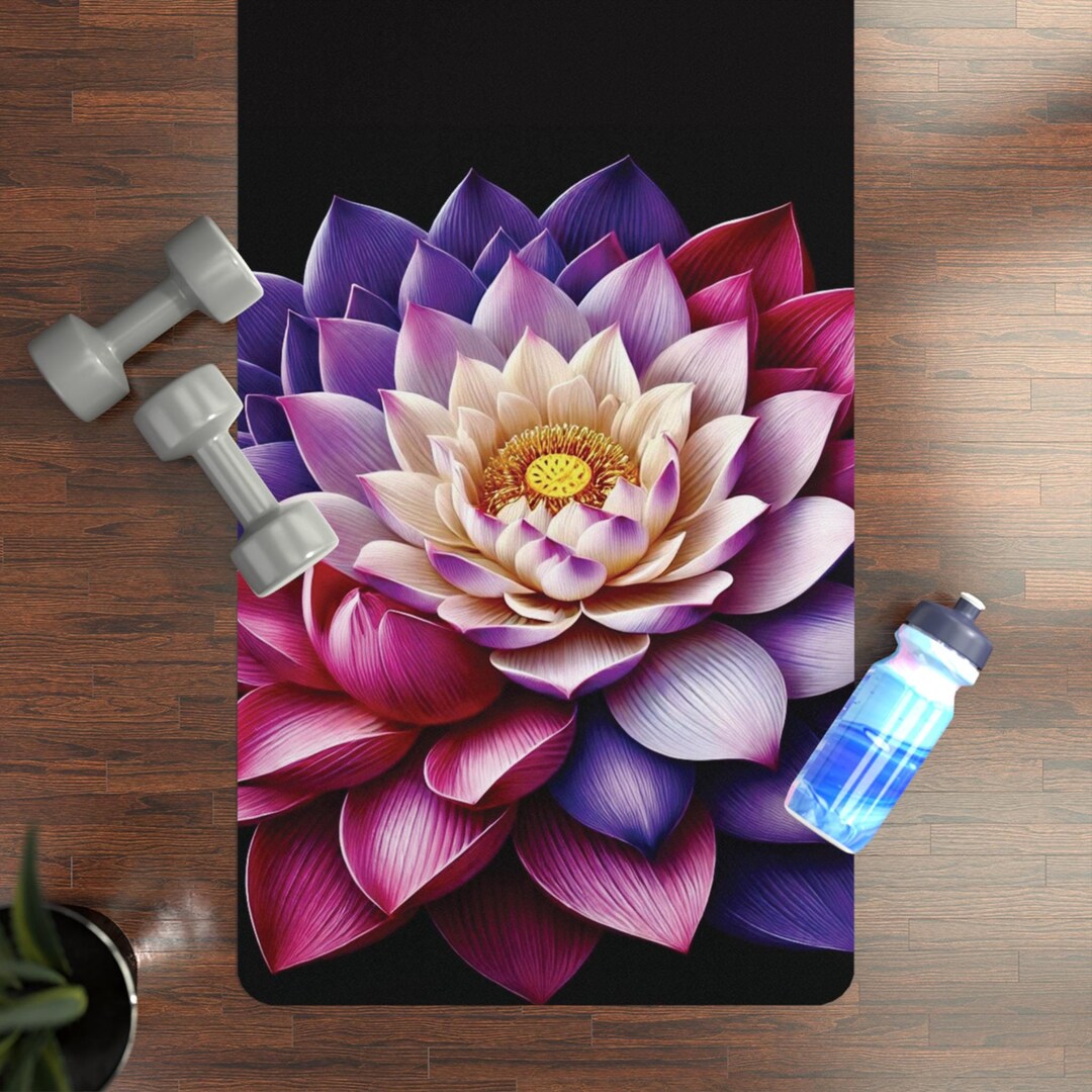 Lotus Flower Yoga Mat, Personalized Yoga Mat, Asian Inspired Workout ...