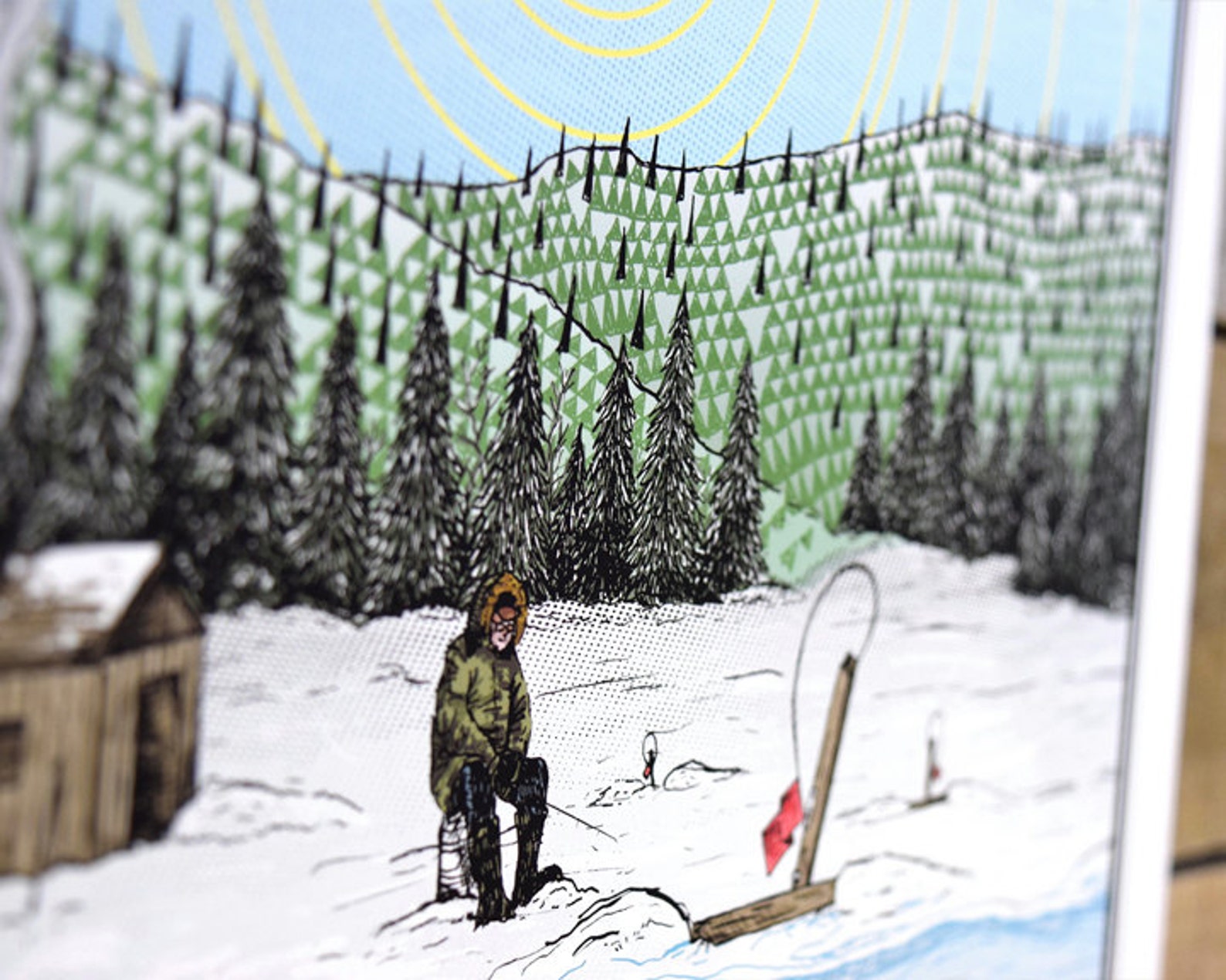 Ice Fishing Giclée Print | Maine Winter Landscape Art (8x10in) - Etsy