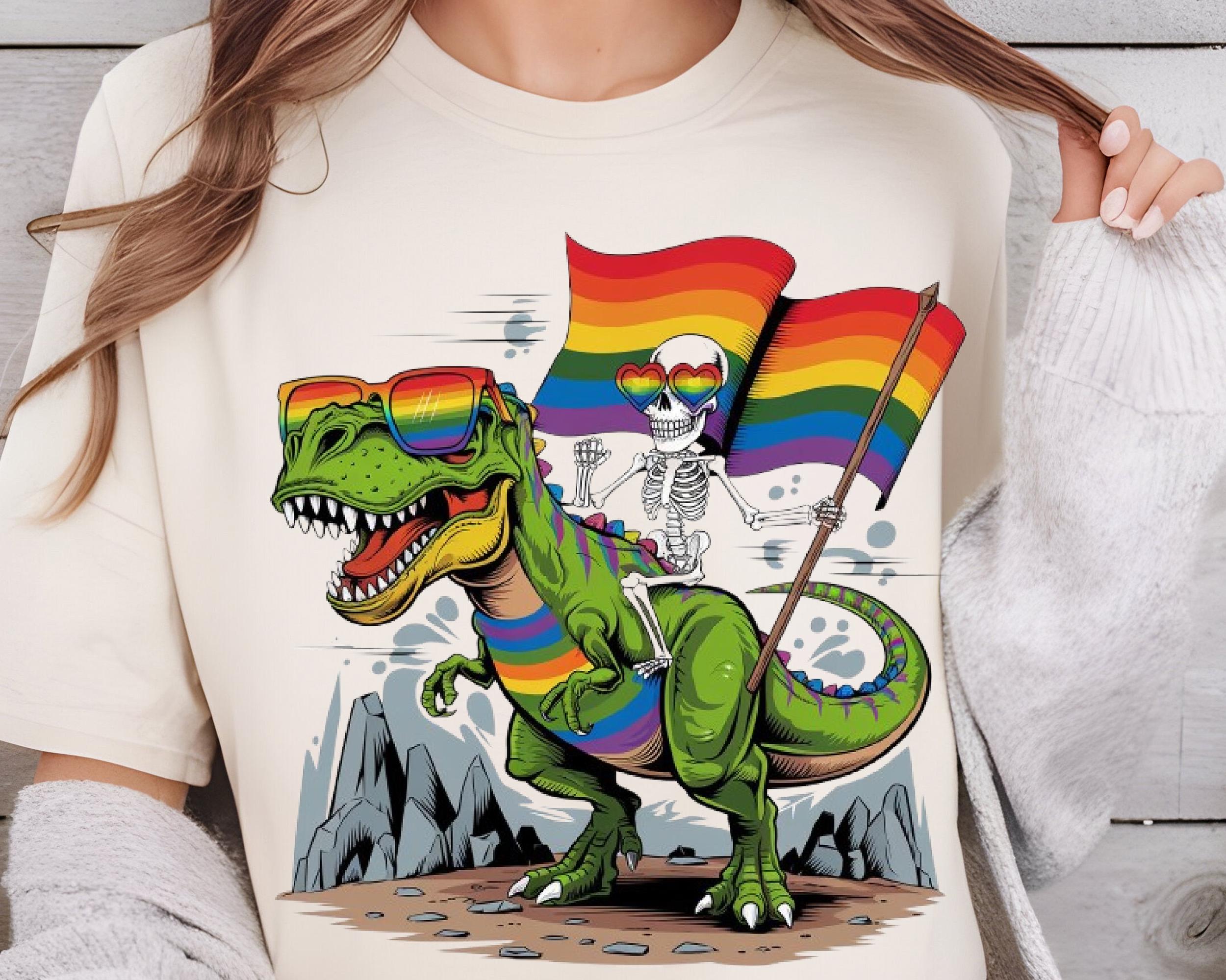 Pride Dinosaur Png, LGBTQ Skeleton Png, Rainbow T-rex Png, Funny Pride ...