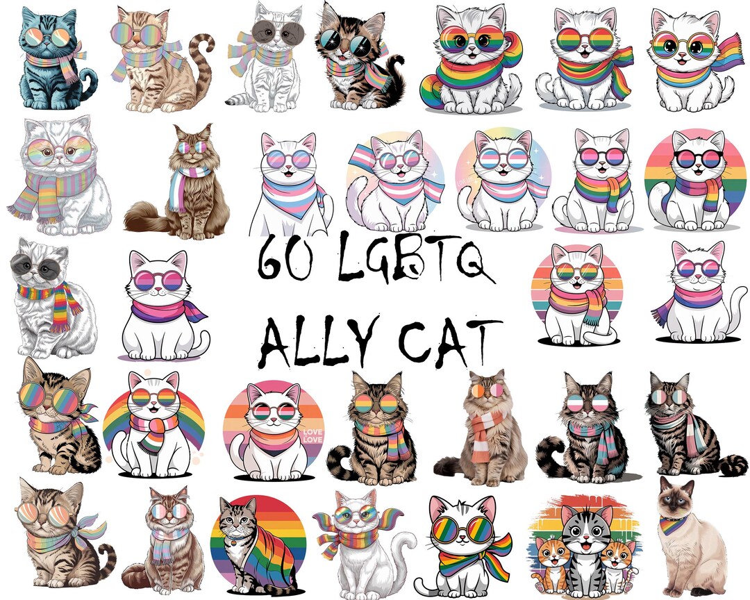 60+ LGBTQ PNG Bundle, Ally Cats Bundle Png, Pride Svg, Gay Pride Svg ...