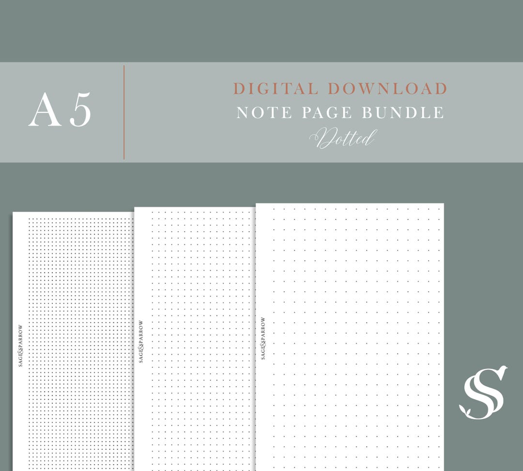A5 Dot Grid Paper Set | 3mm, 5mm & 8mm Dotted Printable Inserts ...