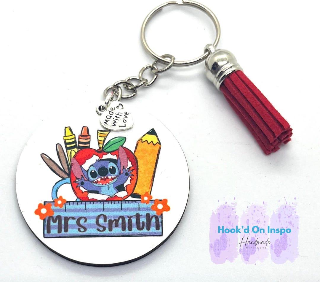 Teacher Appreciation Stitch Inspired Keychain Trolley Token Added Extra ...