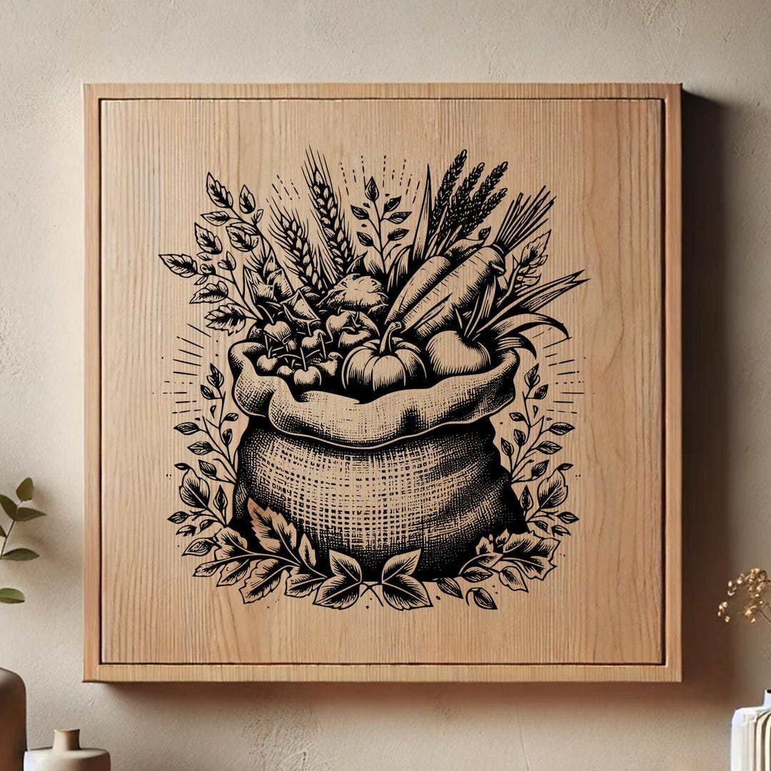 Burlap Sack SVG, Cutting Digital File, Farm Produce Laser Wood ...