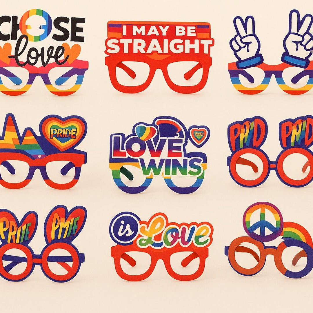 LGBTQ+ Pride Glasses – 12-pack Rainbow Party Decorations & Photo Booth ...