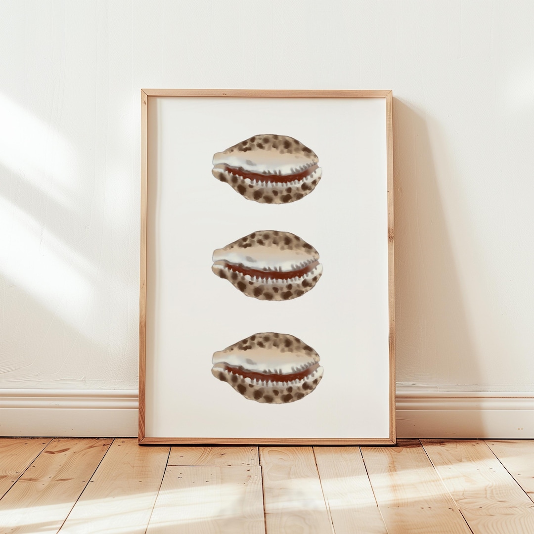 Seashell Digital Art Print- Cowrie Sea Shell Print- Painting Sea Shell ...