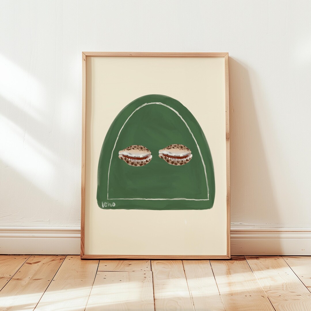 Coastal Cowrie Shell Painting Digital Print- Vintage Beachy Art ...