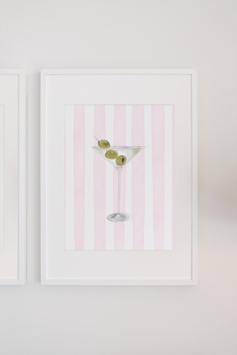 Martini Pink Watercolor Digital Print - Aesthetic Digital Prints- Bar ...
